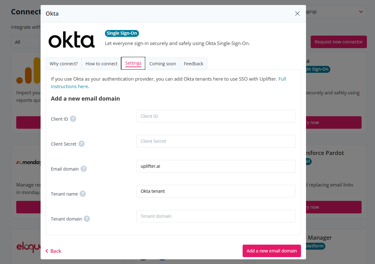 Using Okta for Single Sign On (SSO) – Uplifter Limited